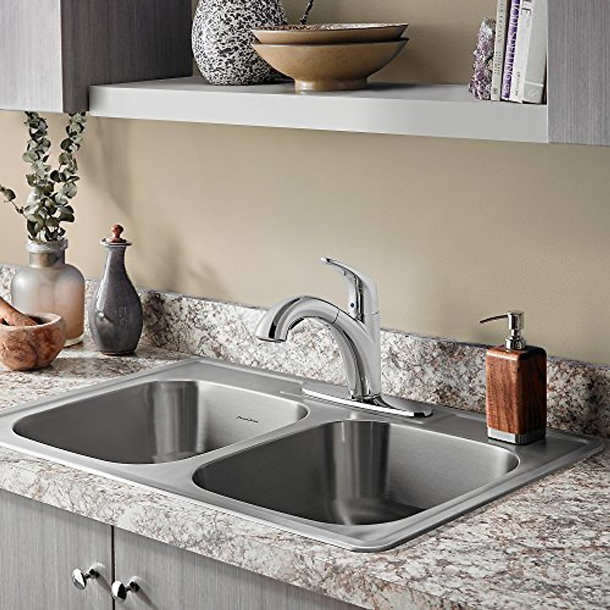 American Standard 20DB.8332283S.075 Colony Top Mount 33x22 Double Bowl Stainless Steel 3-Hole Kitchen Sink