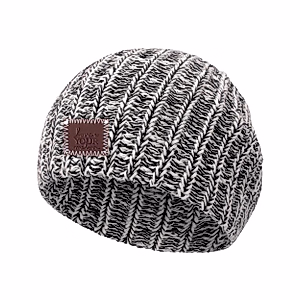 Love Your Melon Beanie for Babies - 100% Soft Cotton Stretchable Pom Beanies Knitted Winter Hats for Baby Boys & Girls - Thick & Stylish Knit Hat Skully Caps Head & Ears Warmer (Black Speckled)
