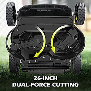 PowerSmart 26-Inch Self-Propelled Lawn Mower, 80V Lithium-Ion Dual-Force Cutting Cordless Lawn Mower with 6.0Ah Battery & Charger