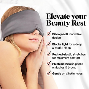 Kitsch Satin Sleep Mask - Eye Mask for Sleeping, Softer Than Silk Satin Blindfold and Sleep Masks for Women and Men, Eyemask and Eye Cover for Sleeping Travel Essentials - Charcoal