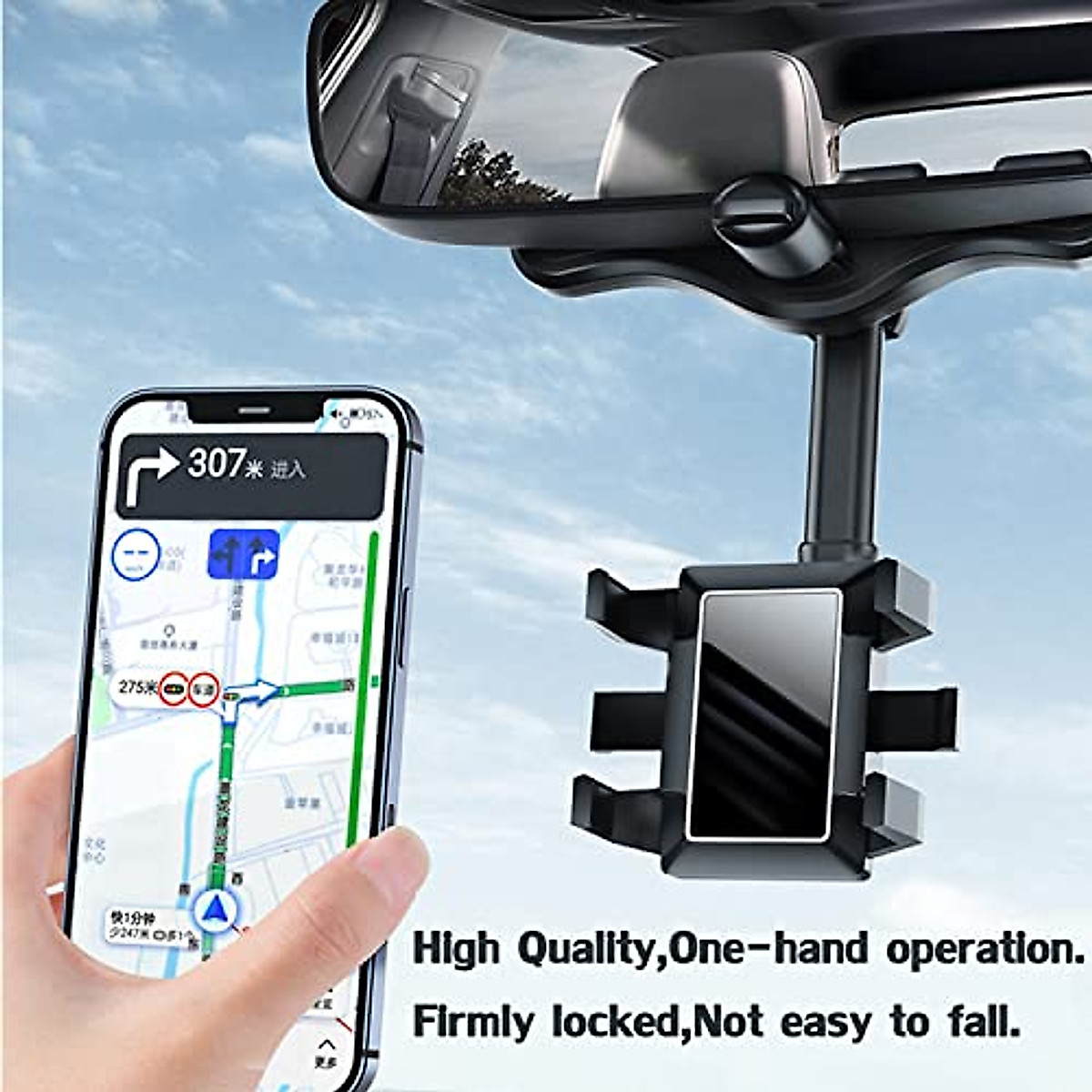 360°Rotatable and Retractable Car Phone Holder, Car Rearview Mirror Bracket, Multifunctional Adjustable Phone Holder, Universal Phone Navigation GPS Holder for All Mobile