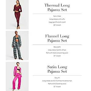 Victoria's Secret Flannel Pajamas, Long Sleeve Button Down & Pant Set, Sleepwear for Women, Lipstick Beauty Plaid, L