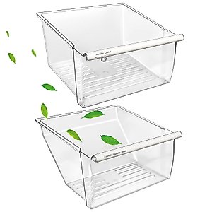 [2 Pack] Upgraded 2188656 Fridge Crisper Drawer (UPPER) & 2188664 Crisper Bin (LOWER) Replacement for Whirlpool Kenmore Refrigerator Drawers with Humidity Control,WP2188656 for Whirlpool Fridge Drawer