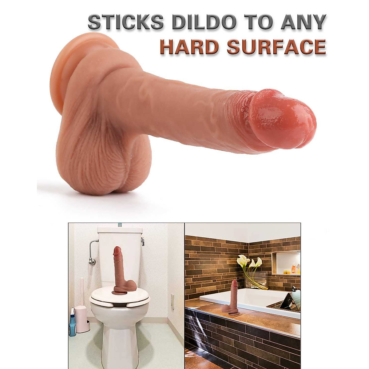 Realistic Dildo for Beginners Lifelike Huge Silicone Dildo, with Strong Suction Cup for Hands-Free Play, Realistic Penis for G-Spot Stimulation Dildos Anal Sex Toys for Women and Couple 7.7 "