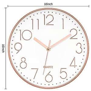 Lumuasky Rose Gold Wall Clock Modern Battery Operated Analog Small Cute Silent Non-Ticking Decorative Clock for School Office Classroom Bedroom Kitchen Living Room Decor (10 inch)