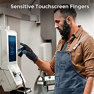 FREETOO Large Mechanic Work Gloves, Gray-Black, Unisex, 180-Day Warranty