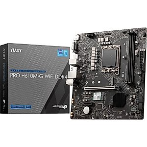 MSI PRO H610M-G WiFi DDR4 ProSeries Motherboard (mATX, 12th/13th Gen Intel Core, LGA 1700 Socket, DDR4, PCIe 4, 2.5G LAN, M.2 Slots, USB 3.2, Wi-Fi 6)