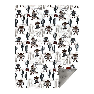 Dear Baby Gear Deluxe Double Layer Baby Blanket - Gender Neutral Infant Blankets for Girls & Boys - Nursery Quilt for Newborn - Cute Infant Blanket Gifts - Wild West Cactus in Gray Cactus, 40" x 30"