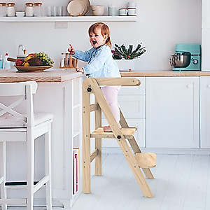 Kitchen Step Stool for Toddlers, Wooden Toddler Steps for Kids Kitchen Helper, Kids Montessori Learning Stool,Baby Standing Tower for Counter,Children Standing Helper