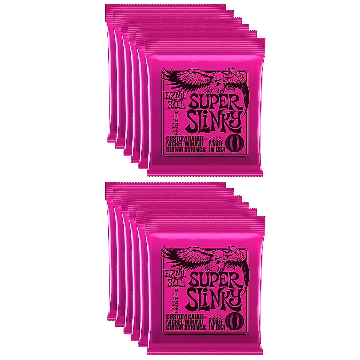 Ernie Ball 2223 Super Slinky 9-42 (12 Pack Bundle)