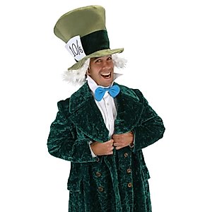 elope Disney Alice in Wonderland Mad Hatter Hat with Hair, Collar and Bow Tie Costume Kit for Adults and Teens