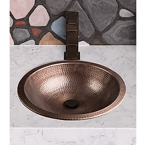 Monarch Abode 17094 Pure Copper Hand Hammered Rotunda Dual Mount Bathroom Vanity Sink (16 inches)