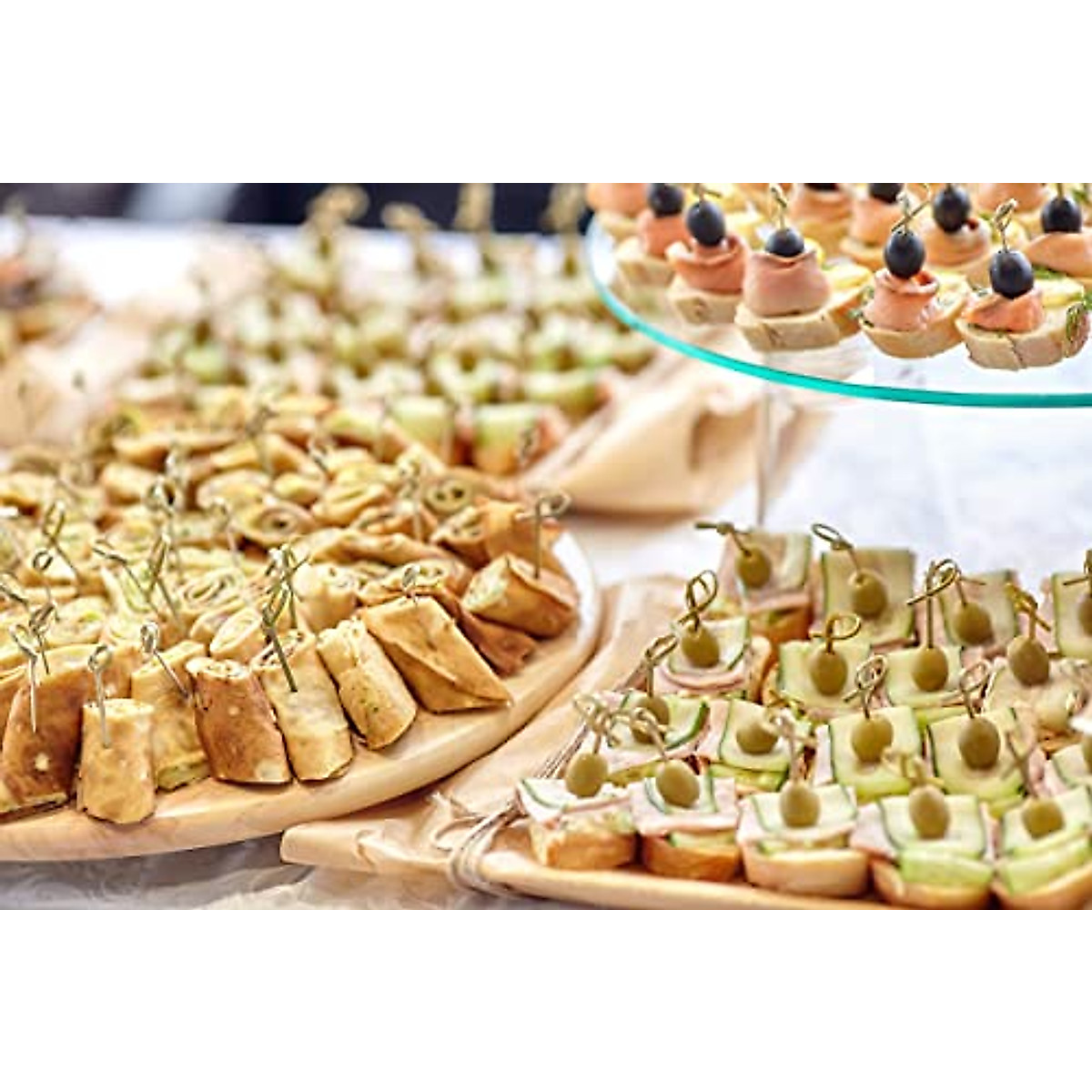 KingSeal Bamboo Wood Flower Knot Picks, Skewers, 3.5 Inches, Perfect for Cocktails and Appetizers - 2 Packs of 100 Each (200 Count)