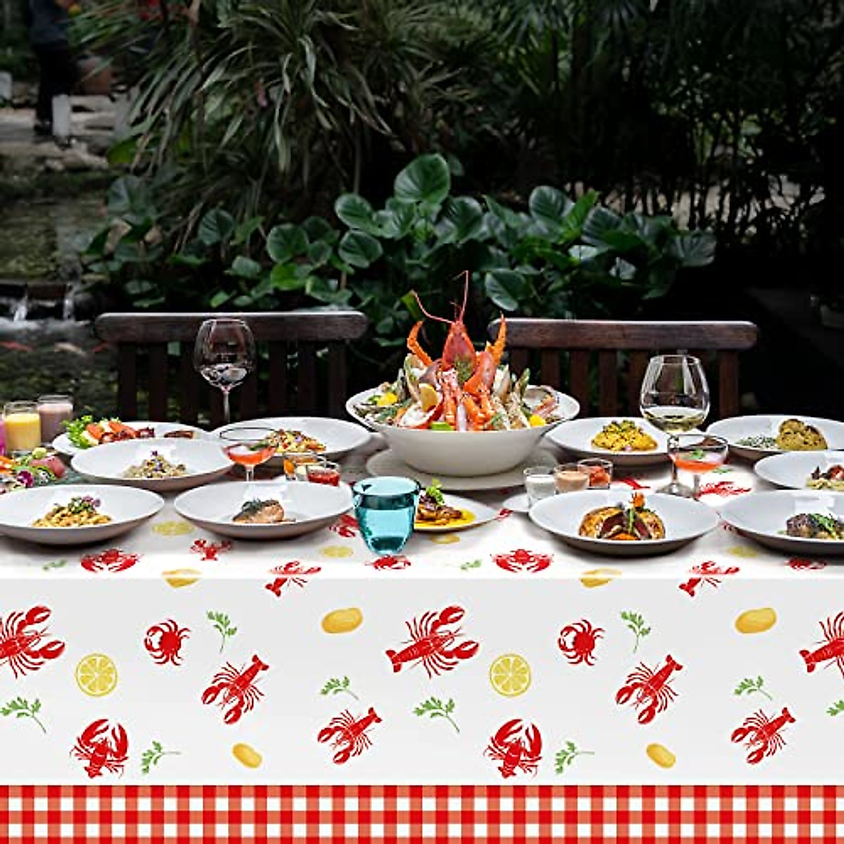 Crawfish Party Tablecloths Lobster Birthday Table Covers Red Lobster Crab Party Party Supplies for Seafood Festivals Birthday Party Decorations, 108 x 54 Inch