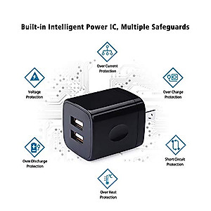 Charger Box, Charging Cube 5 Pack, Dual USB Wall Charger 5V 2A Power Adapter Charger Block Brick Outlet Plug for iPhone 13 12 11 Xs X 8 7 6s, iPad, Samsung Galaxy S20 FE A53 A13 A23 F23 S22 S21 FE S20