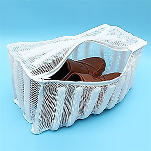 TanQiang Zippered Laundry Footwear Mesh Wash Bag Sneaker Washer Dryer White Shoes Clothes Washing Bag Home Cleaning Storage Tool Supplies