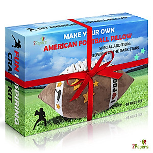 2Pepers Make Your Own American Football Pillow, Football Gifts for Boys and Girls Ages 3 4 5 6 7 8 9 10 Years and Up, DIY Arts and Crafts Kit for Kids, Sports Football Present, Boys Toys