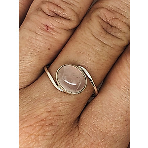 Koral Jewelry Oval Rose Quartz Delicate Ring 925 Sterling Silver Ethnic Vintage Tribal Gipsy Boho Look (6)