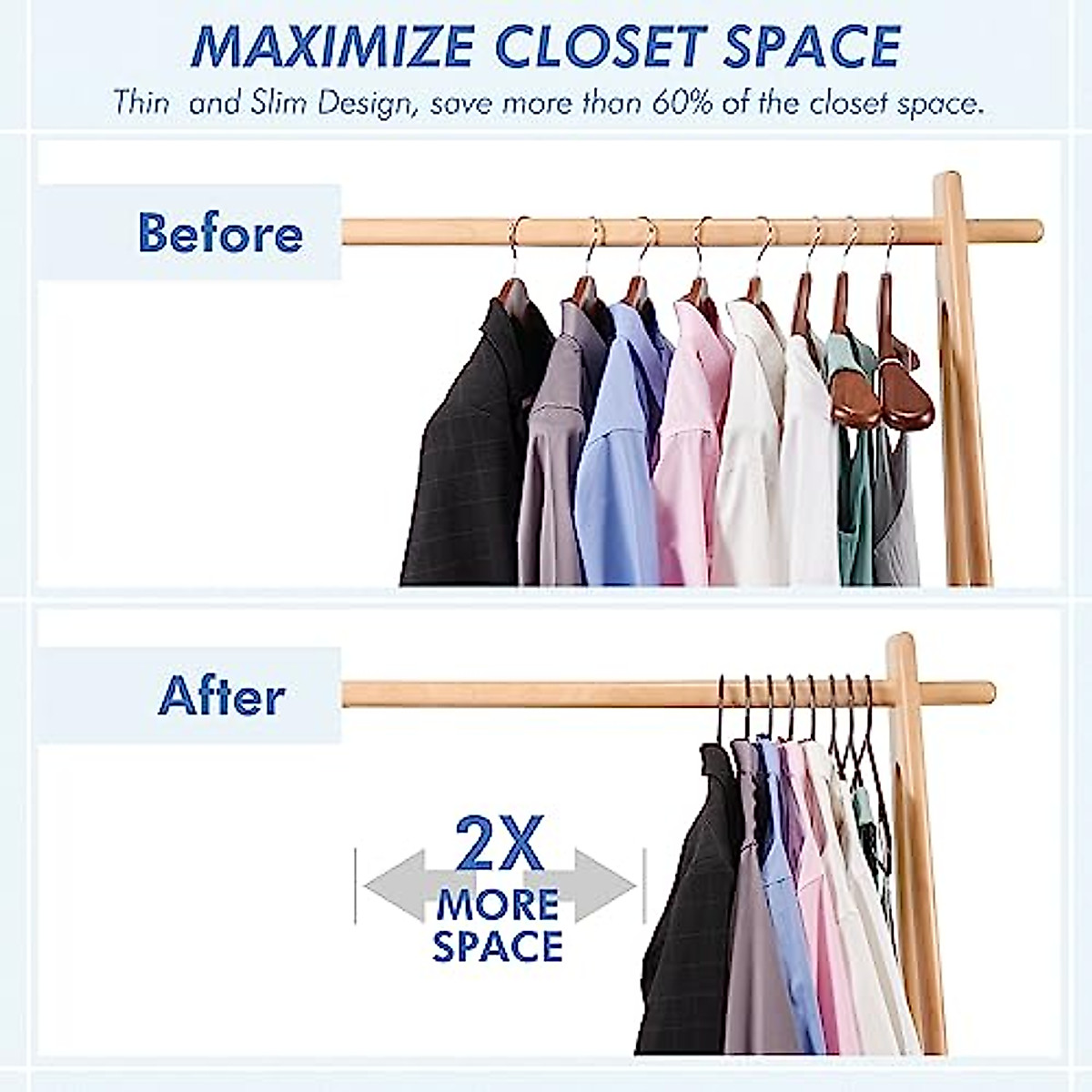 HOUSE DAY Black Plastic Hangers 50 Pack, Plastic Clothes Hangers Shirt Hangers, Space Saving Plastic Coat Hangers for Closet, Clothing Hangers Adult Hangers for Shirts, Coats, Skirt, Dress