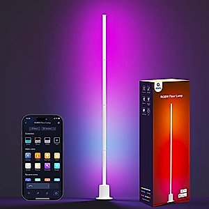 LED Smart Floor Lamp, Modern Floor Lights with App Control, Alexa &Google Assistant, Sync to Music,16 Million Color Changing, Corner Floor Light, Decorations for Living Room, Standing Lamp for Bedroom