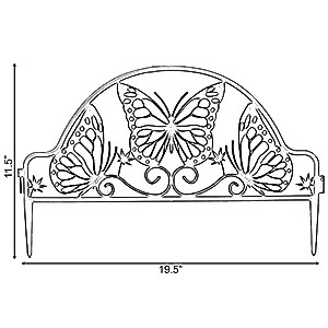 Gardenised QI004110.6 Decorative Butterfly Design Fence Garden Edging Landscape Border Path Panel, Pack of 6, Bronze