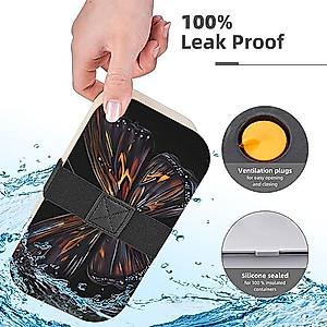 Mystery Butterfly Adult Lunch Box, Bento Box, With Cutlery Set Of 3, 2 Compartments, Rectangular, Lunch Box For Adults