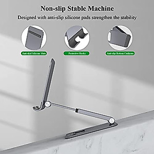 Minthouz Extendable Cell Phone Stand, Aluminium Phone Holder for Desk, Multi-Angle/Height Adjustable Phone Stand Compatible with iPhone 14 13 Pro Max Mini 12 11 and More 4.7"-7.9" Smart Phones -Gray