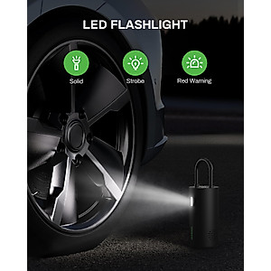 Tire Inflator Portable Air Compressor, AMPBANK AT004 Smart Air Pump for Car Tires, Auto Tire Inflator 150PSI with Pressure Gauge & LED Screen, 2X Faster Air Compressor for Car, Motorcycle, Bike, Ball