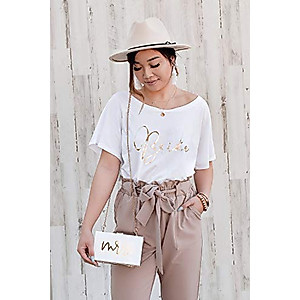 ModParty Mrs Acrylic Clutch Purse | Bridal Shower, Engagement, & Honeymoon Gift | Bride to Be Accessory | Crossbody with Removable Chain | White and Gold