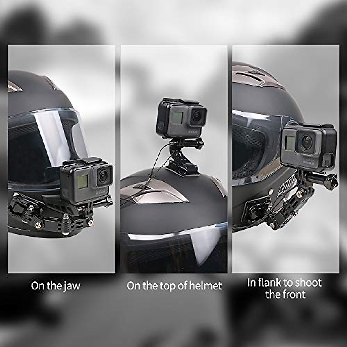 Motorcycle Helmet Chin Mount Kit Compatible with GoPro Hero 10 Black, Hero 9/8/7 (2018)/6, 4 Session and More Action Cameras (Motorcycle Helmet Chin Mount)