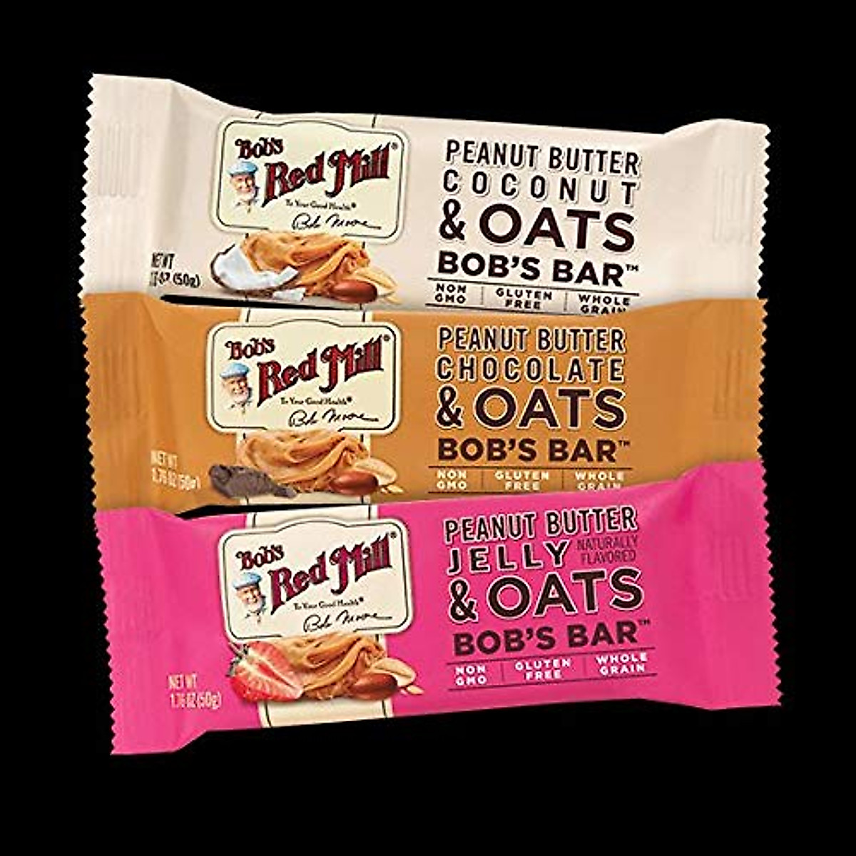 Bob's Red Mill Peanut Butter Jelly & Oats Bob's Bar 1.48 Ounce (Pack of 5)
