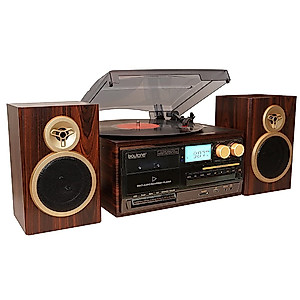 Boytone BT-28SPM, Bluetooth Classic Style Record Player Turntable with AM/FM Radio, CD / Cassette Player, 2 Separate Stereo Speakers
