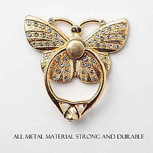 [2 Packs] Butterfly Glitter Bling Bling Phone Ring Holder, Sparkle Phone Ring Grip Artificial Diamond Stand,Rhinestone Cell Finger Ring for Phones,Pad