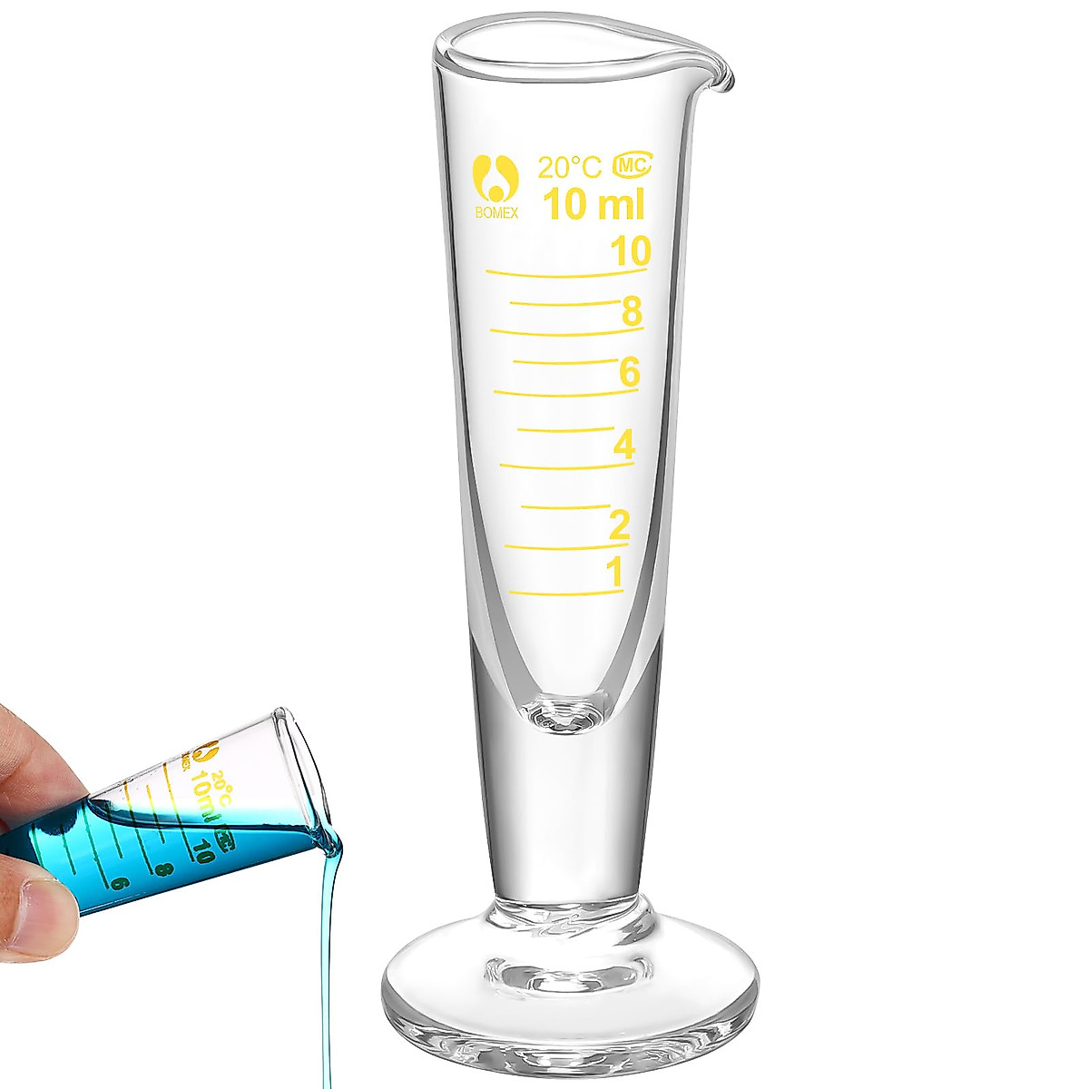 Baluue Graduated Cylinder 10mL Glass Measuring Cup With Spout Wide Mouth, Conical Beaker Liquid Dispenser Measuring Cylinder Experiment Tool for Science Teaching