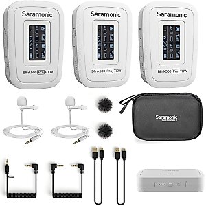 Saramonic Snow White Advanced 2.4 GHz 2-Person Wireless Clip-On Microphone System with Lavaliers for Cameras, Mobile Devices and More (Blink 500 Pro B2 Snow White) (BLINK500PROB2W)