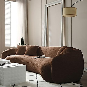 ERYE 102" 5 Seats Teddy Fleece Boucle Curved Sofa, Modern Half Moon Comfy Sectional Leisure Couch, Beautiful Freestanding Sofa&Couch for Living Room, Professionally Perfect Shape More Decorative