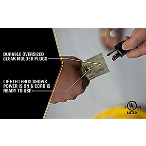 Yellow Jacket 2805 10/3 Heavy-Duty 15-Amp SJTW Contractor Extension Cord with Lighted End; 50-Feet