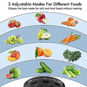 Juicer Machines, NXONE Slow Masticating Juicer, Cold Press Juicer Extractor with Queit Motor/Not Break, Not Jammed, Slow Juicer Easy to Clean, 3-Speed Modes for High Nutrient Vegetables & Fruits