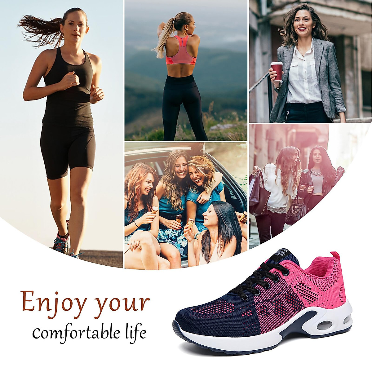 Unybwonn Walking Shoes for Women,Comfortable Casual Sneaker for Women Rose 9.5