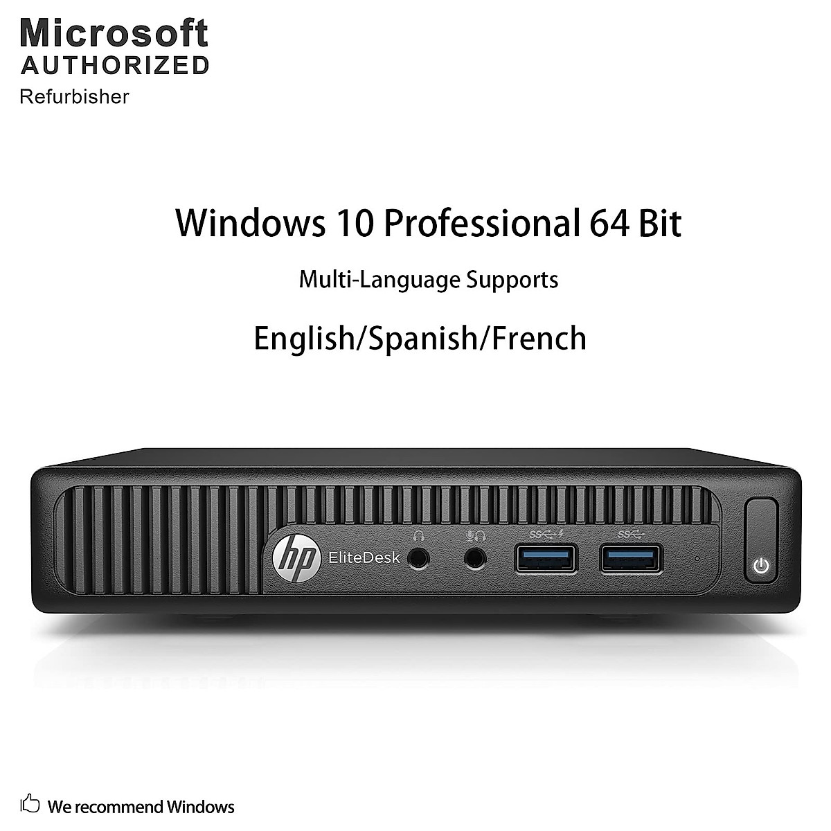 HP EliteDesk 705 G3 Desktop Mini Computer PC, AMD A10 PRO-8770E Quad Core up to 3.5 GHz, 8G DDR4, 500G, WiFi, Bluetooth, Windows 10 Pro 64 Bit-Supports English/Spanish/French (Renewed)