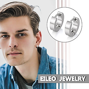 EIELO 10 Pairs Stainless Steel Small Hoop Earrings for Men Women Huggie Earrings Cool Mens Earrings Set Multicolor Huggie Hoop Earrings Piercing Cartilage Helix Lobes Sleeper Hoop Earrings Set 4MM