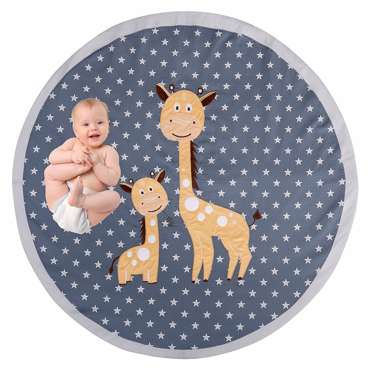OBERLUX Baby Play Mat Memory Foam - Play Mat for Baby, Machine Washable, 49 inches-Large Non Slip Floor Mat, Playroom Decor, Baby Crawling Mat, Tummy Time Mat, Jungle Animal Safari Theme Baby Mat.
