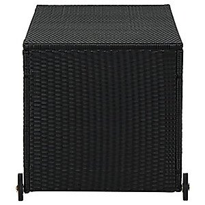 Weather-Resistant PE Rattan Garden Storage Box with Easy Transport Handle and Wheels, Outdoor Storage Sheds with Lid Storage Chest with Inner Waterproof Bag for Patio and Balcony, 47.2" x 25.6" x 24"