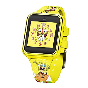 Accutime Kids Nickelodeon Spongebob Squarepants Yellow Educational Learning Touchscreen Smart Watch Toy for Boys, Girls, Toddlers - Selfie Cam, Games, Alarm, Calculator (Model: SGB4090AZ)