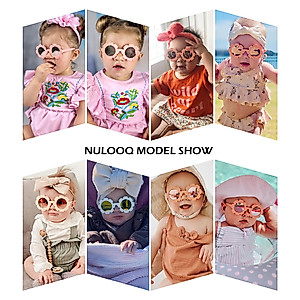 NULOOQ Polarized Baby Sunglasses with Strap – Flexible Flower Shaped Sunglasses for Toddler & Infant Age 0-24 Months (Pink/Pink Mirrored + White/Purple Red Mirrored) - 2 Pack