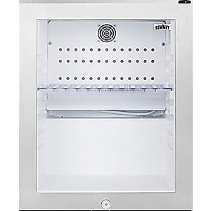 Summit Appliance MB13GST Compact Minibar with Glass Door, Seamless Stainless Steel Trim, Digital Controls, Automatic Defrost, Interior LED Light, Front Lock and Black Cabinet