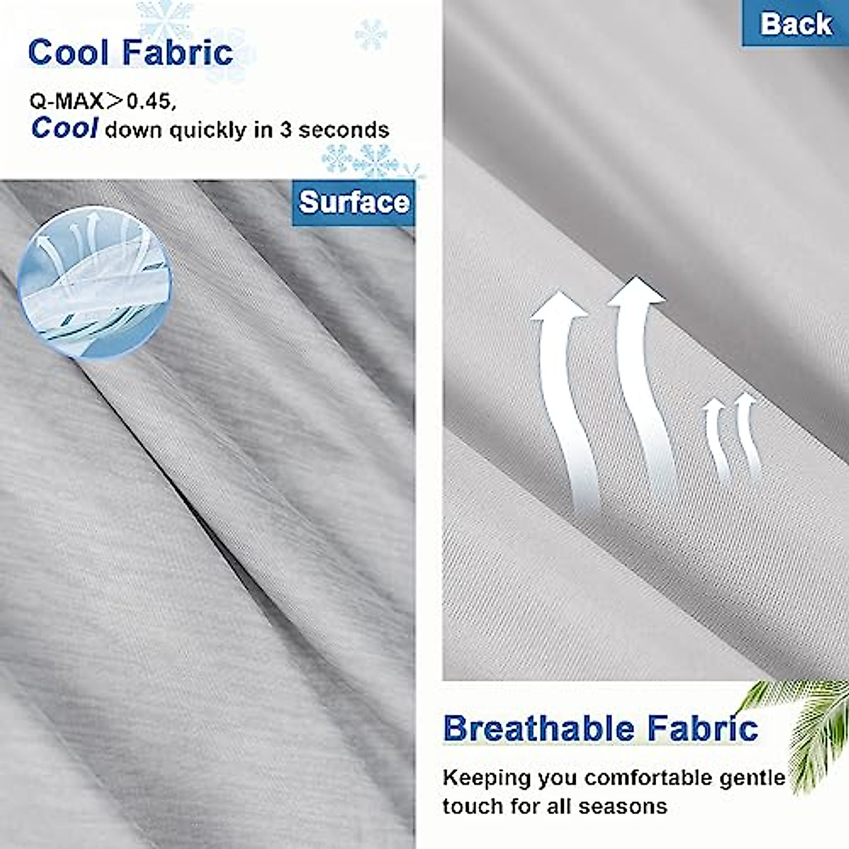 PHF Arc-Chill Cooling Blanket for Hot Sleepers, Queen Size, Absorbs Body Heat to Keep Cool for Night Sweats, Summer Blanket, 90x90 inches, Light Grey