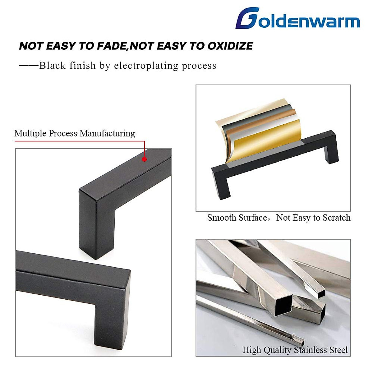 goldenwarm Black Cabinet Knobs Kitchen Drawer Knobs - LSJ12BK Square T Bar Cabinet Knobs Matte Black Hardware for Cabinets Single Hole (2in Overall Length) 50 Pack