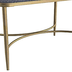 Hillsdale, Wimberly Modern Backless Metal Vanity Stool with Rectangular Seat for Makeup Room or Bathroom, Gold with Blue