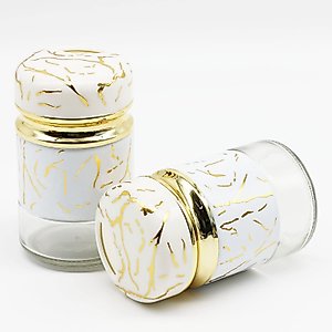 White Glass Salt and Pepper Shakers Set with Adjustable Pour Holes - Stainless Steel Salt Shaker and Pepper Shaker - Farmhouse Salt and Pepper Shaker Set for Himalayan, Kosher Sea Salts & Spices